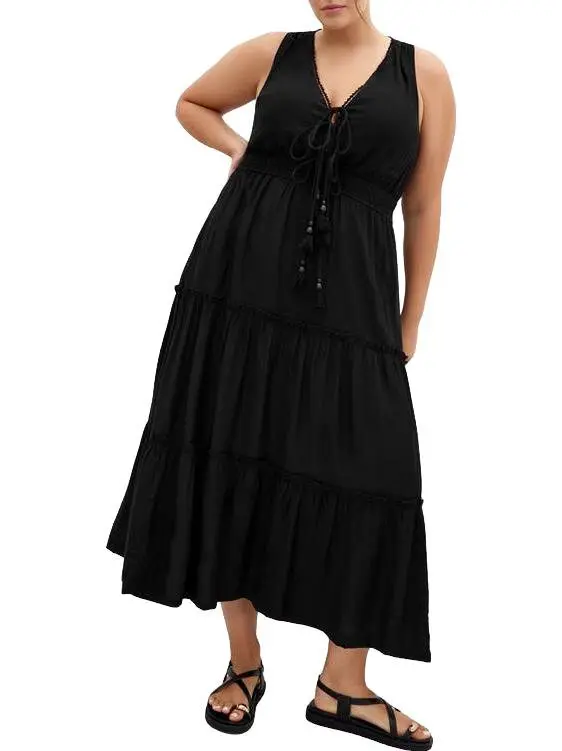 City Chic Azaria Sleeveless Maxi Dress - Black