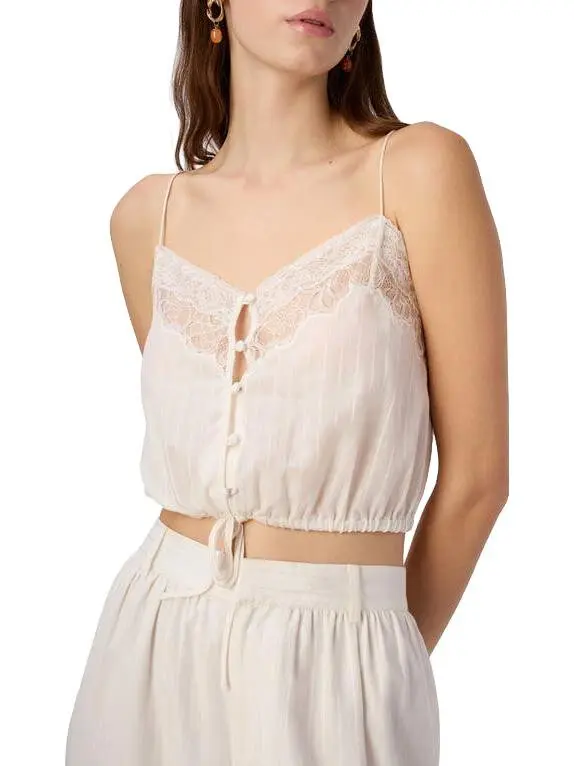 Cami Nyc Libi Cotton & Silk Camisole With Lace Trim - Macadamia