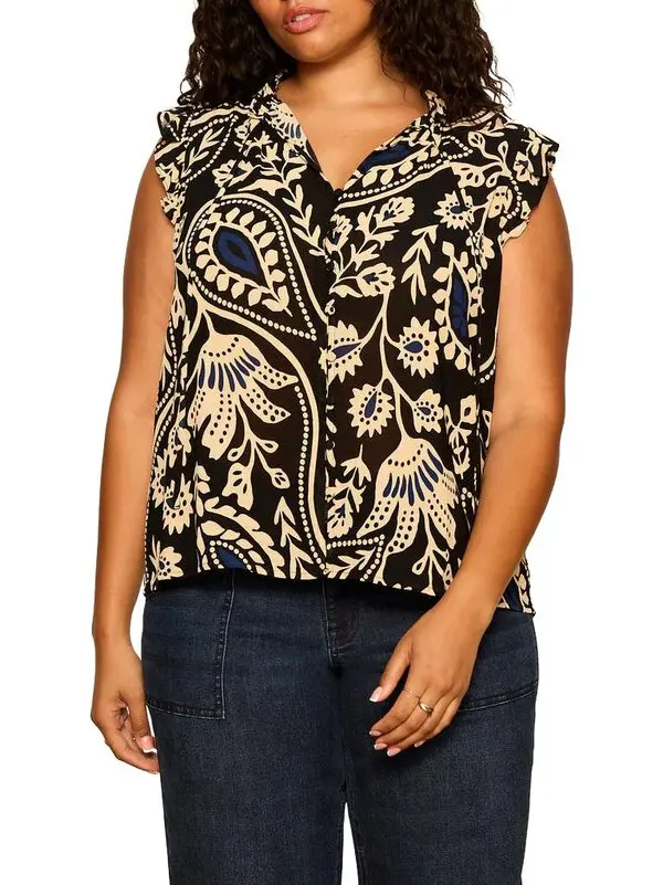 Sanctuary Cap Sleeve Top - Shapeshift Black