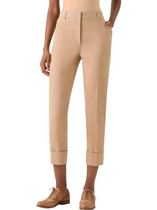 Akris Maxima Cotton Stretch Denim Crop Pants - Camel