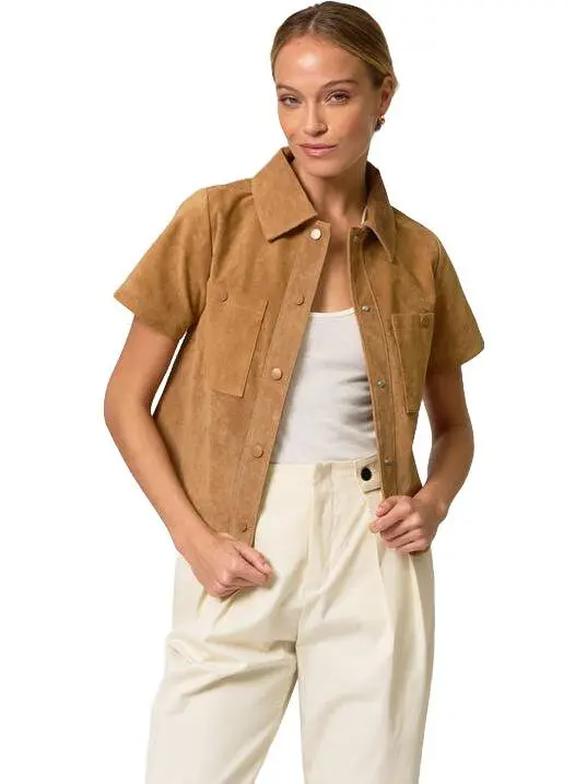 Central Park West Rusty Genuine Suede Ss Jacket - Saddle