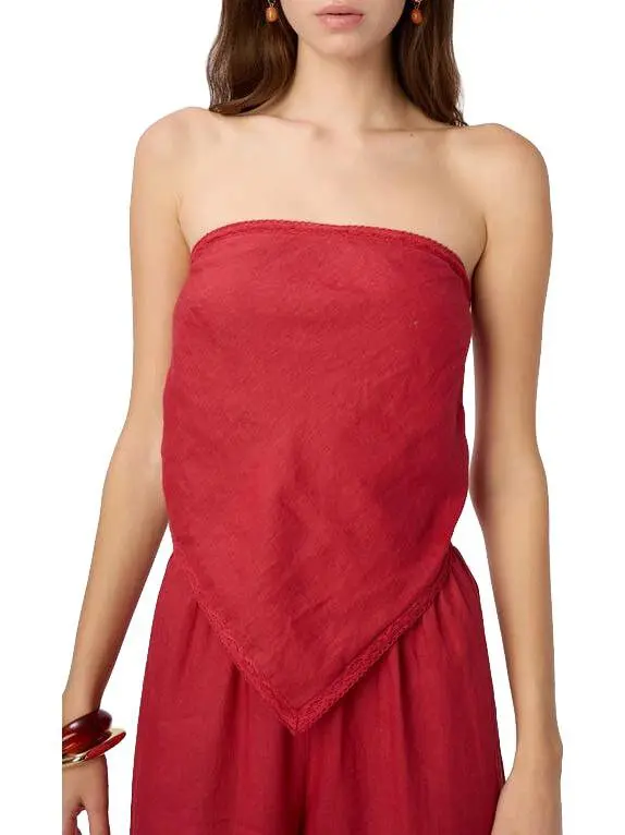 Cami Nyc Strapless Handkerchief Hem Linen Blend Camisole - Huckleberry
