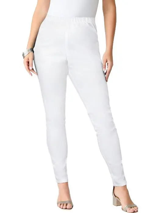 Roaman's Comfort Stretch Slim Leg Jean - White Denim