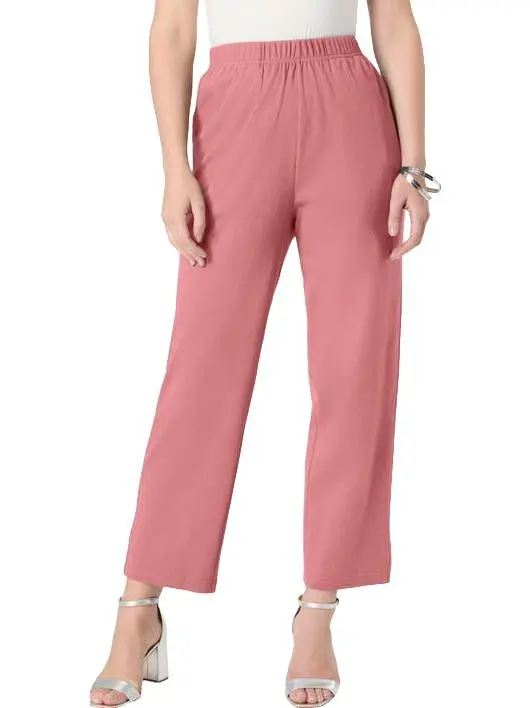 ROAMAN'S Soft Knit Straight Leg Capri Pant - Desert Rose