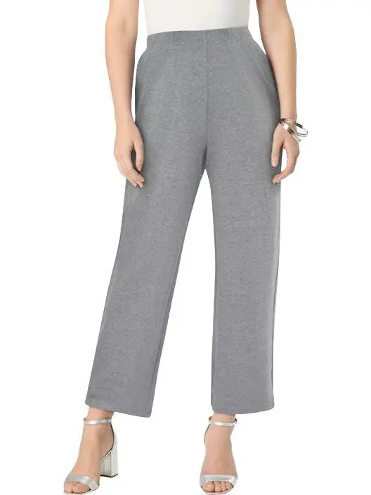 ROAMAN'S Soft Knit Straight Leg Capri Pant - Medium Heather Grey