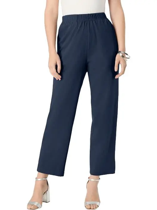 ROAMAN'S Soft Knit Straight Leg Capri Pant - Navy