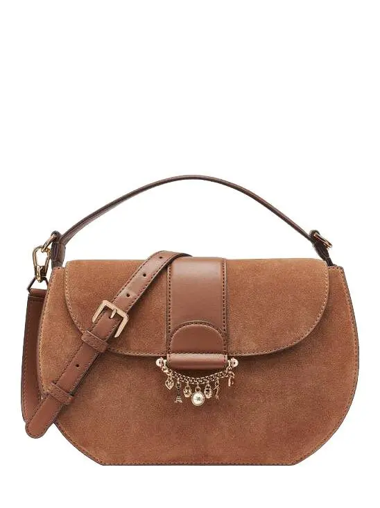 Karl Lagerfeld Paris Jocelina Suede Satchel - Cognac