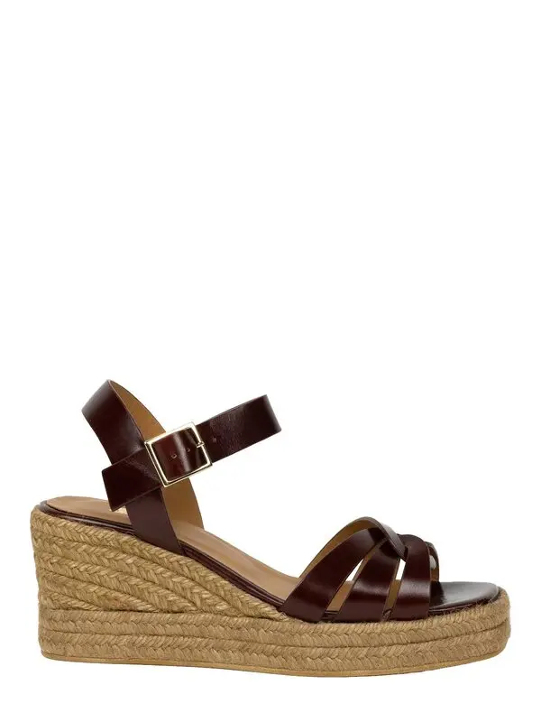 BOBBIES Hisa Wedge Espadrilles With Ankle Strap - Brownie