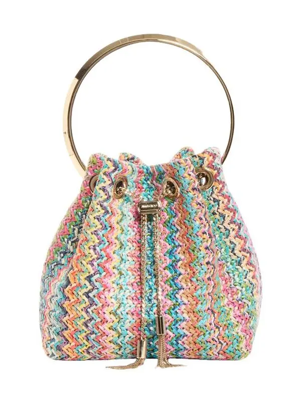 JIMMY CHOO Bon Bon Woven Bucket Bag - Multi/light Gold
