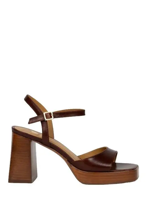 BOBBIES Lenka Heeled Platform Sandals - Chestnut