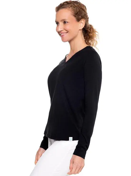 Coolibar Morada V-neck Long Sleeve T-shirt - Black