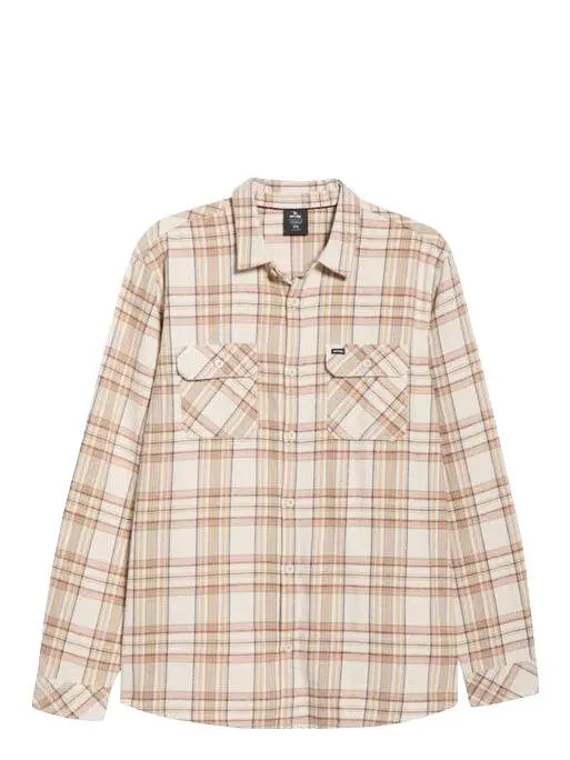 Rip Curl Griffin Plaid Cotton Flannel Button-up Shirt - Stone