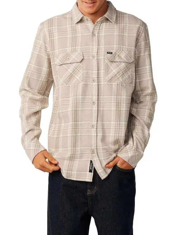 Rip Curl Griffin Plaid Cotton Flannel Button-up Shirt - Stone