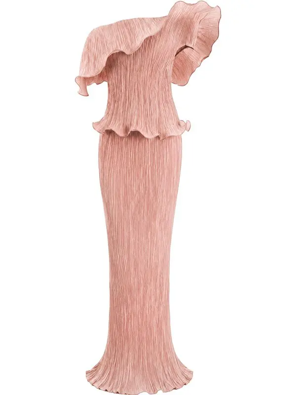 MARMAR HALIM Off-the-shoulder Plissè Gown - Pink