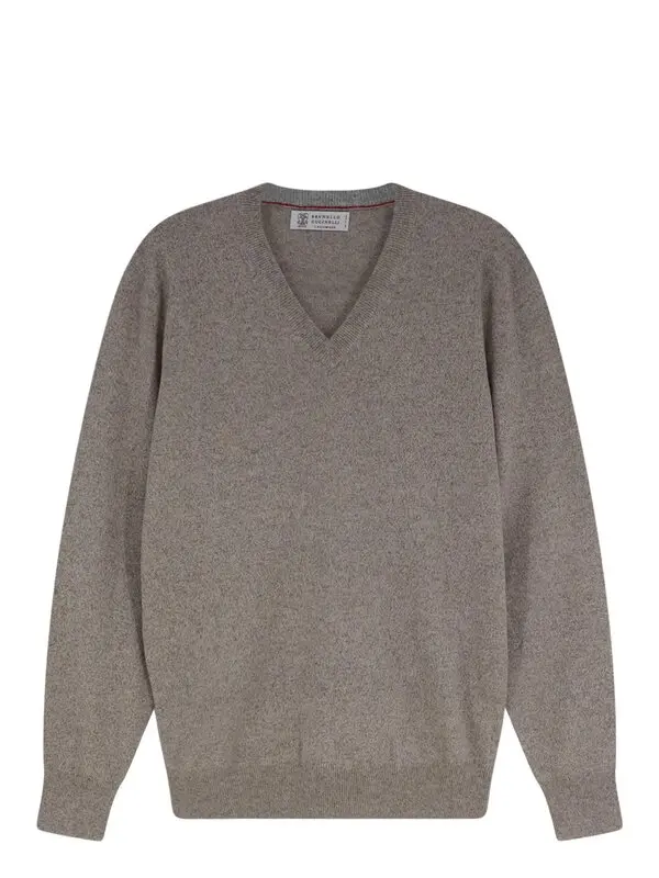 Brunello Cucinelli V-neck Long Sleeve Cashmere Sweater - Multicolor