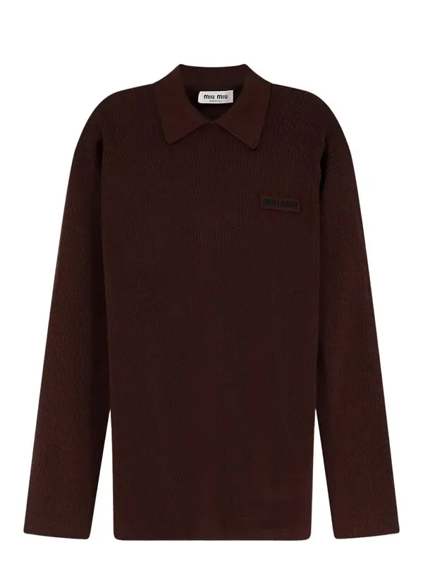 Miu Miu Wool Polo Shirt With Embroidered Logo - Multicolor