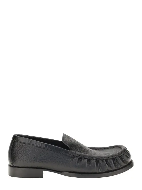Dries Van Noten Grained Leather Loafers With Square Toe And Block Heel - Black