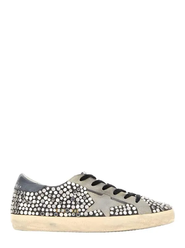 GOLDEN GOOSE Embellished Leather Super-star Sneakers - Gray