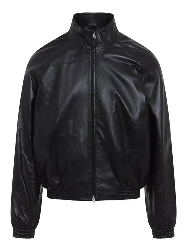 Acne Studios Leather Bomber Jacket - Black
