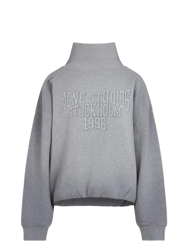 Acne Studios Graphic Logo Funnel Neck Sweatshirt - Gray