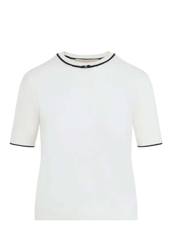 Valentino Garavani Wool Knit T-shirt With Vlogo Bow Detail - Multicolor