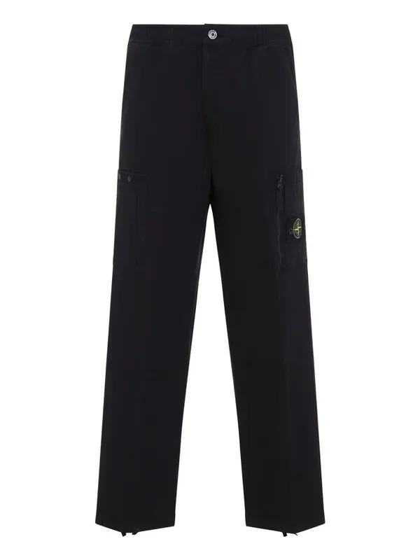 Stone Island Lightweight Cotton Cargo Pants - Black