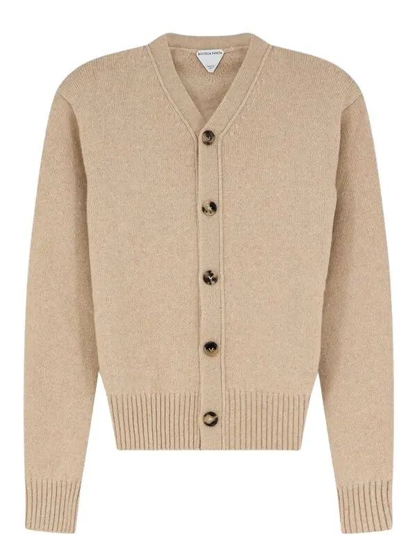 Bottega Veneta Cashmere Blend Cardigan With Intrecciato Logo Patch - Multicolor