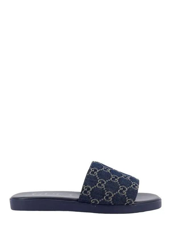 Gucci Gg Motif Denim Slides - Multicolor