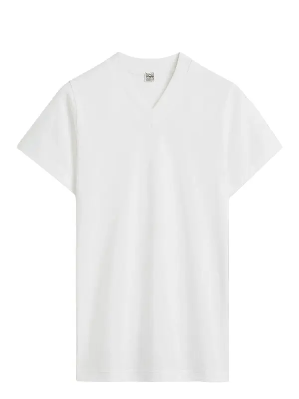 TOTEME V-neck Short Sleeve Cotton T-shirt - Multicolor