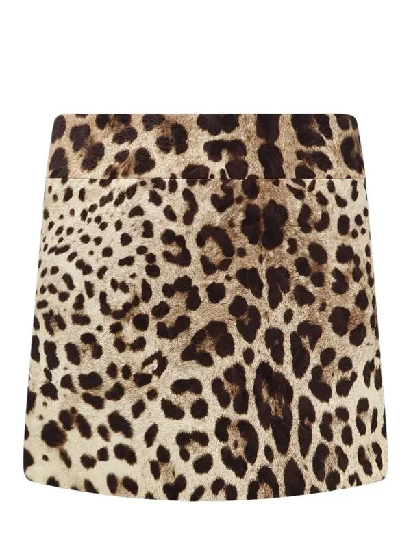 Dolce & Gabbana Cotton, Silk And Viscose Mini Skirt With Animal Motif - Multicolor