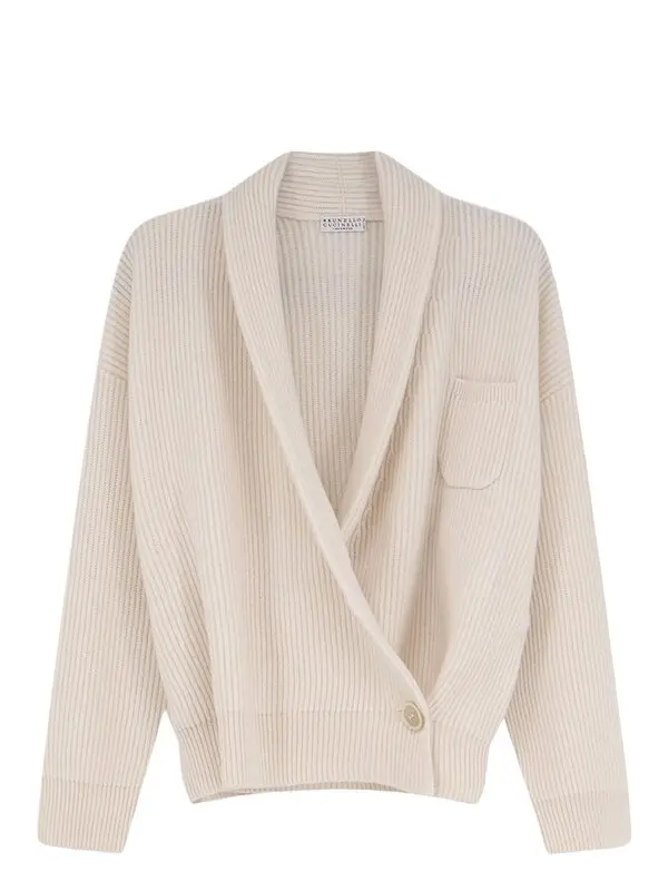 Brunello Cucinelli Cashmere Shawl Collar Wrap Cardigan - Multicolor