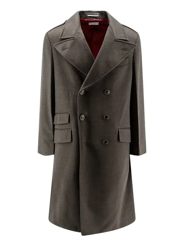 Brunello Cucinelli Double-breasted Virgin Wool Coat - Multicolor