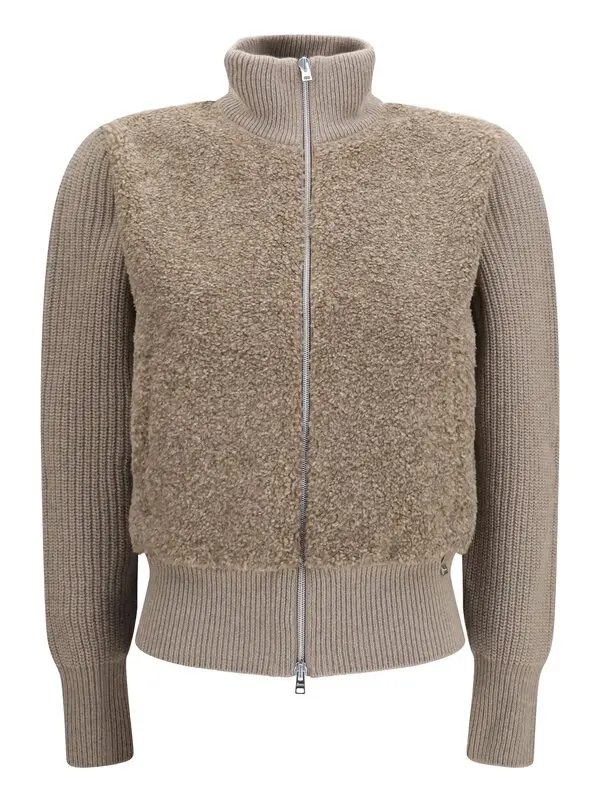 Herno Ribbed Pure Wool Zip-up Cardigan - Cream