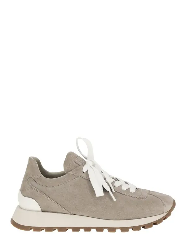 Brunello Cucinelli Suede Lace-up Sneakers - Gray