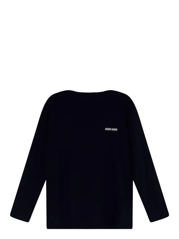 Miu Miu Wool Sweater With Lettering Logo Applique - Multicolor