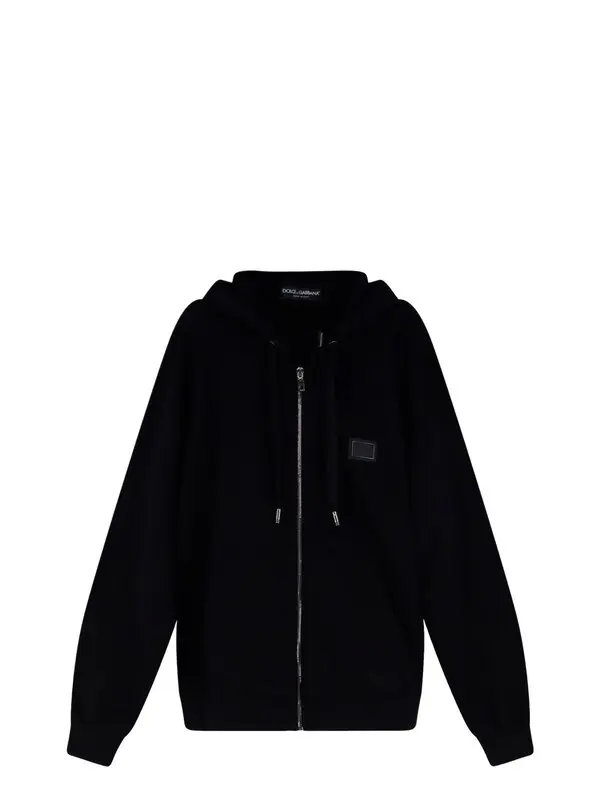 Dolce & Gabbana Cotton Zip-up Hoodie With Metal Logo Patch - Multicolor