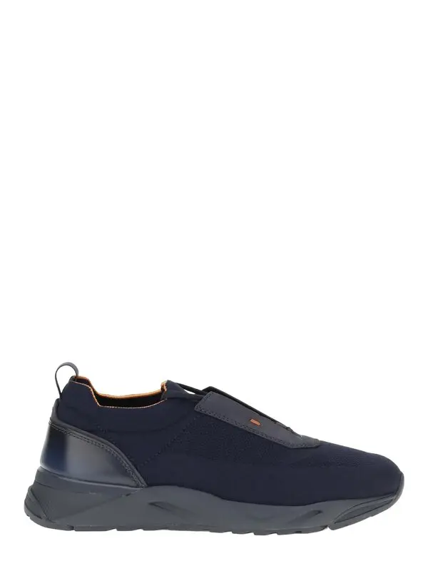 Santoni Stretch Fabric Sneakers With Nubuck Details - Blue