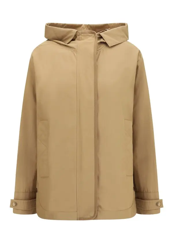 Moncler Hooded Jacket With Logo Patch - Cream