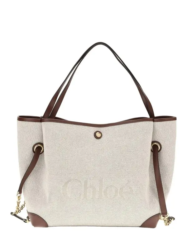 Chloé Clover Tote Bag In Canvas - Cream
