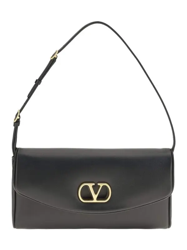 Valentino Garavani Devain Leather Shoulder Bag - Black
