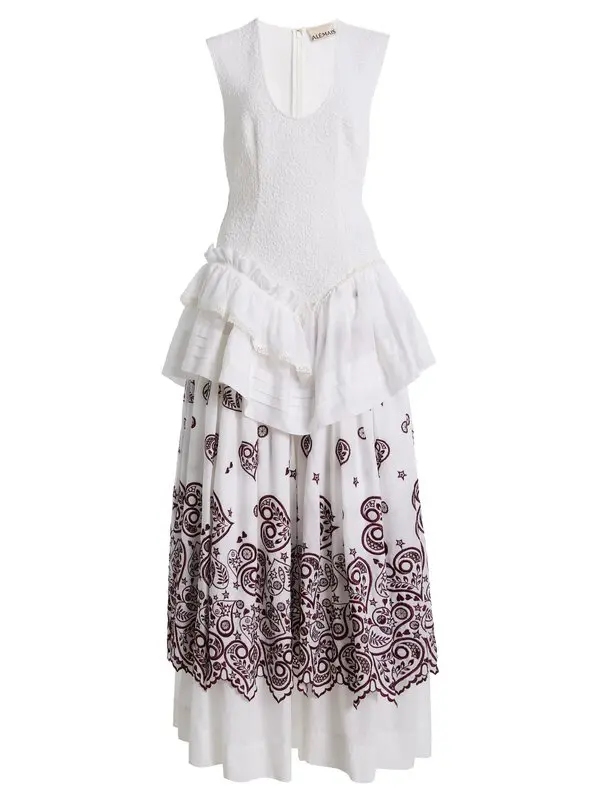 ALEMAIS Bobby Embroidered Cotton Midi Dress - Ivory