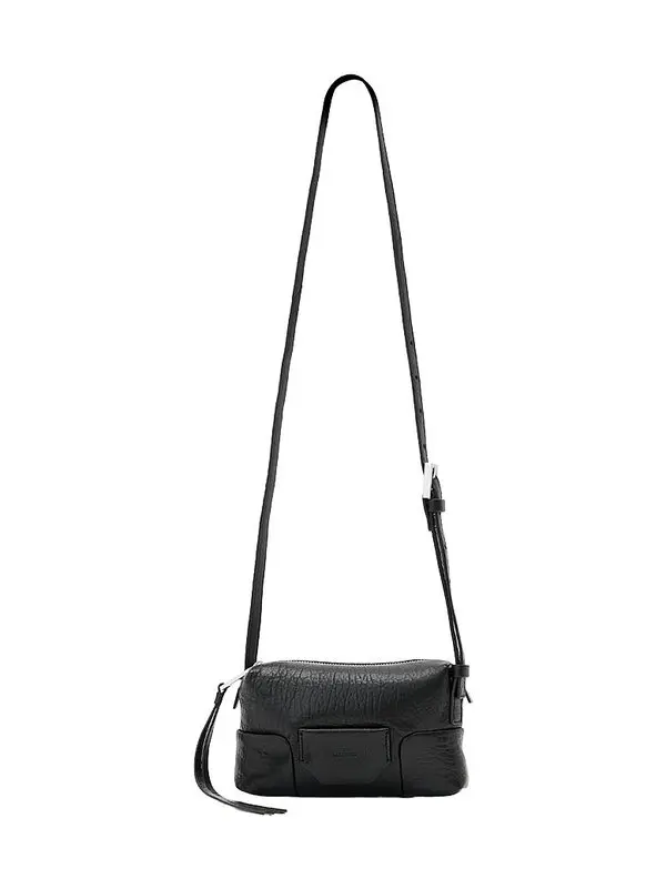 ALLSAINTS Ares Micro Leather Crossbody - Black/silver