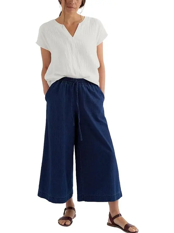 SEASALT CORNWALL Textured V-neck Top - Chalk