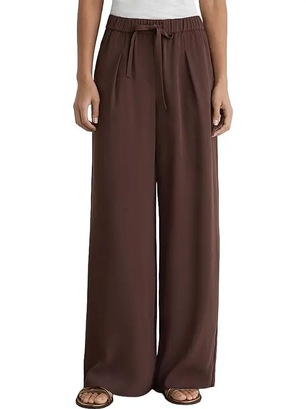 REISS Petite Elastic Waist Trousers - Chocolate