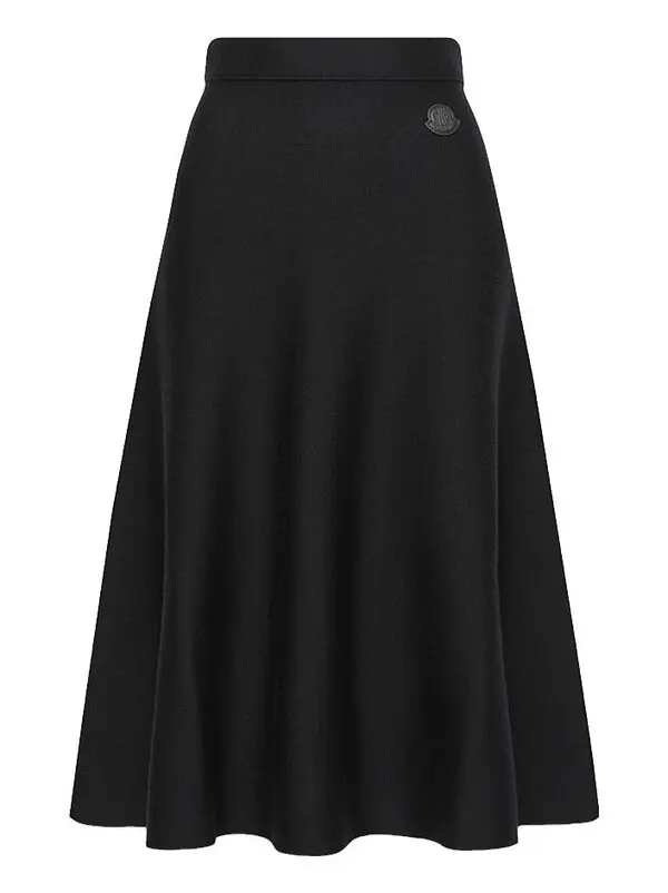 Moncler Wool Blend A Line Skirt - Navy