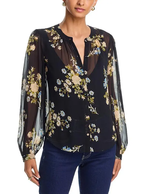 Veronica Beard Ashlynn Silk Blouse - Black Multi