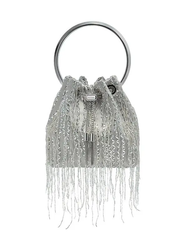 JIMMY CHOO Bon Bon Braided Fringe Top Handle Bag - Silver/silver