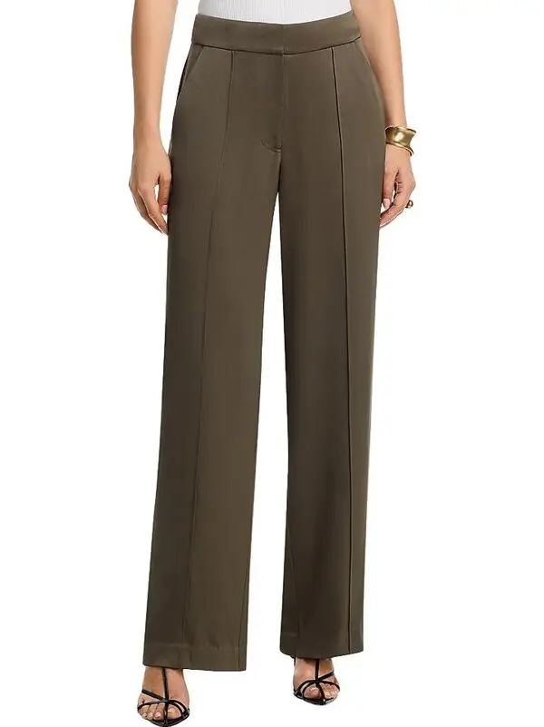 Simkhai Kyra Classic Woven Wide Leg Pants - Dark Olive
