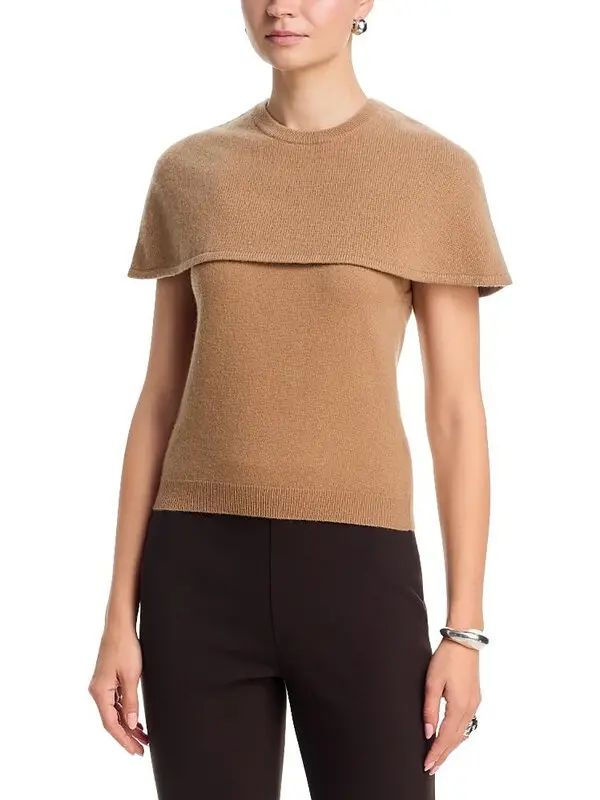 Simkhai Yuki Cashmere Short Sleeve Cape Top - Camel