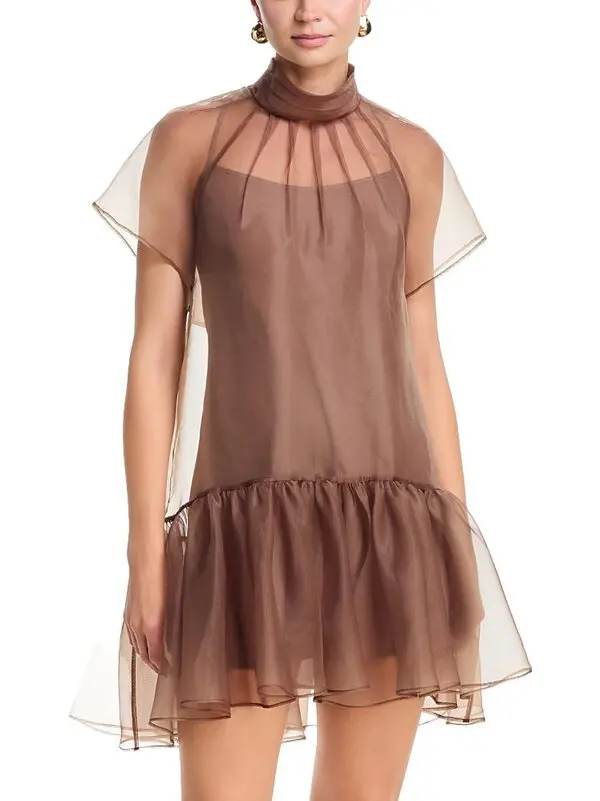 Simkhai Beaux Tiered Mini Dress - Coffee
